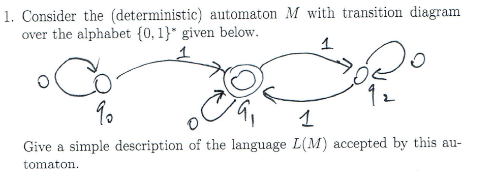Solved Consider the (deterministic) automaton M with | Chegg.com