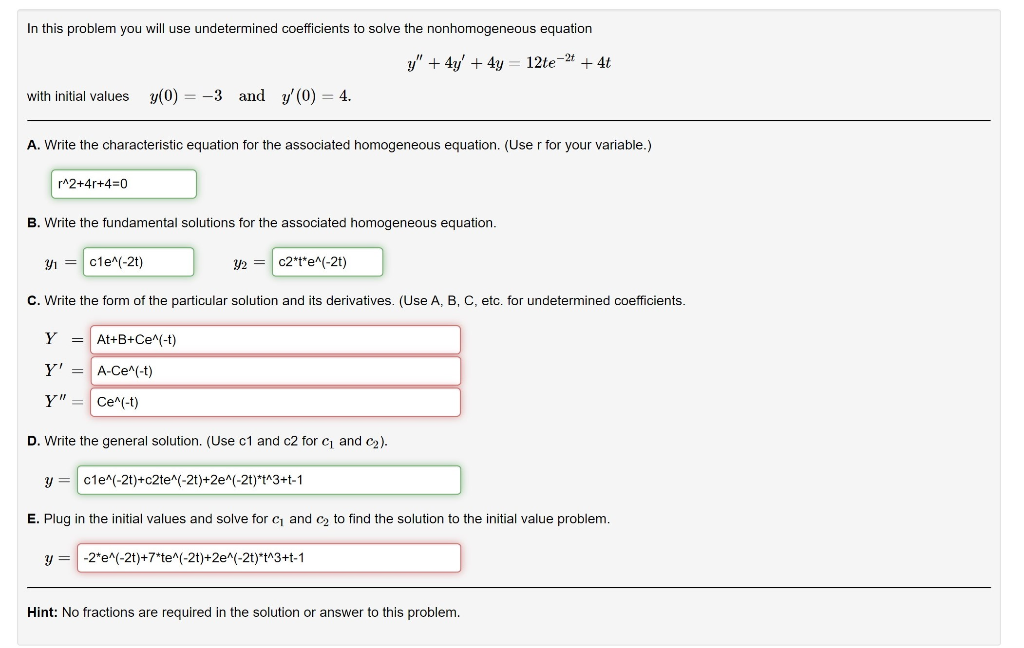 Solved In this problem you will use undetermined | Chegg.com