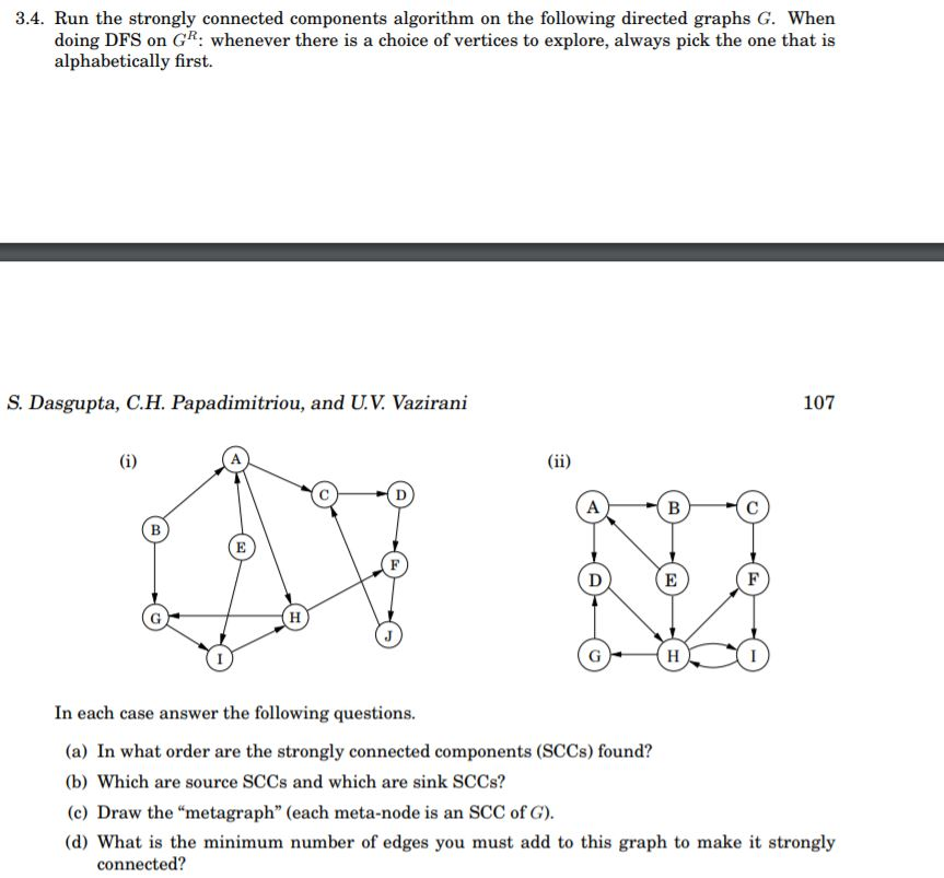 Solved 3.4. Run the strongly connected components algorithm | Chegg.com