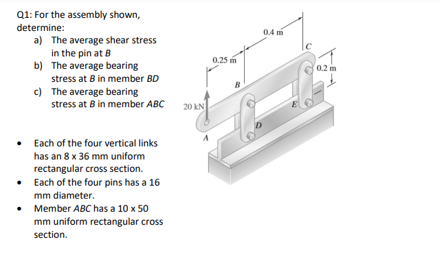 Solved Q1) ﻿For the assembly shown, determine the average | Chegg.com