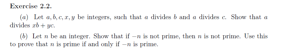 Solved (a) Let a,b,c,x,y be integers, such that a divides b | Chegg.com