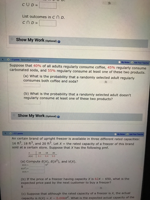Solved CUD- 4 List outcomes in c n D. Show My Work | Chegg.com