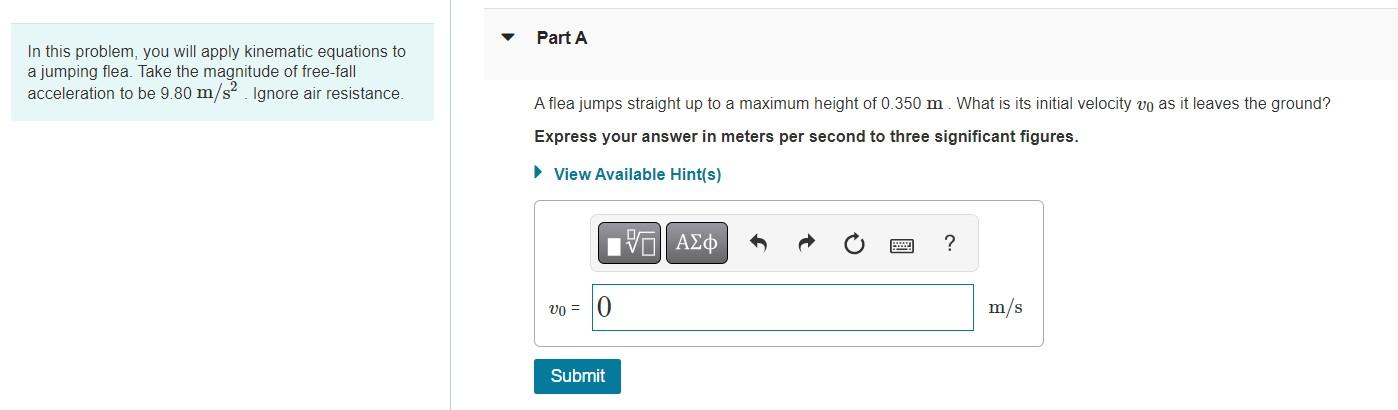 Solved In this problem, you will apply kinematic equations | Chegg.com