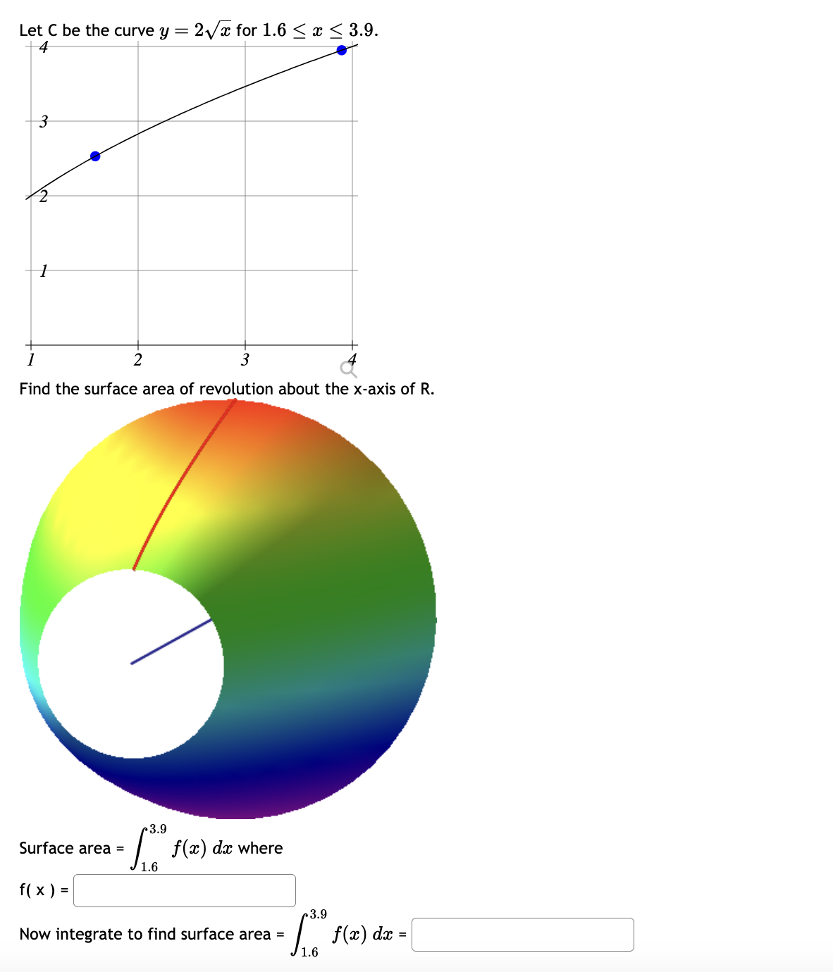 Solved Find the surface area of revolution about the x-axis | Chegg.com