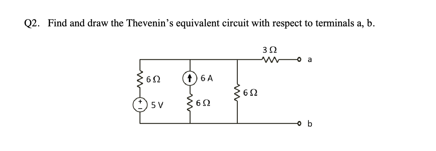 Solved Q2. Find and draw the Thevenin's equivalent circuit | Chegg.com