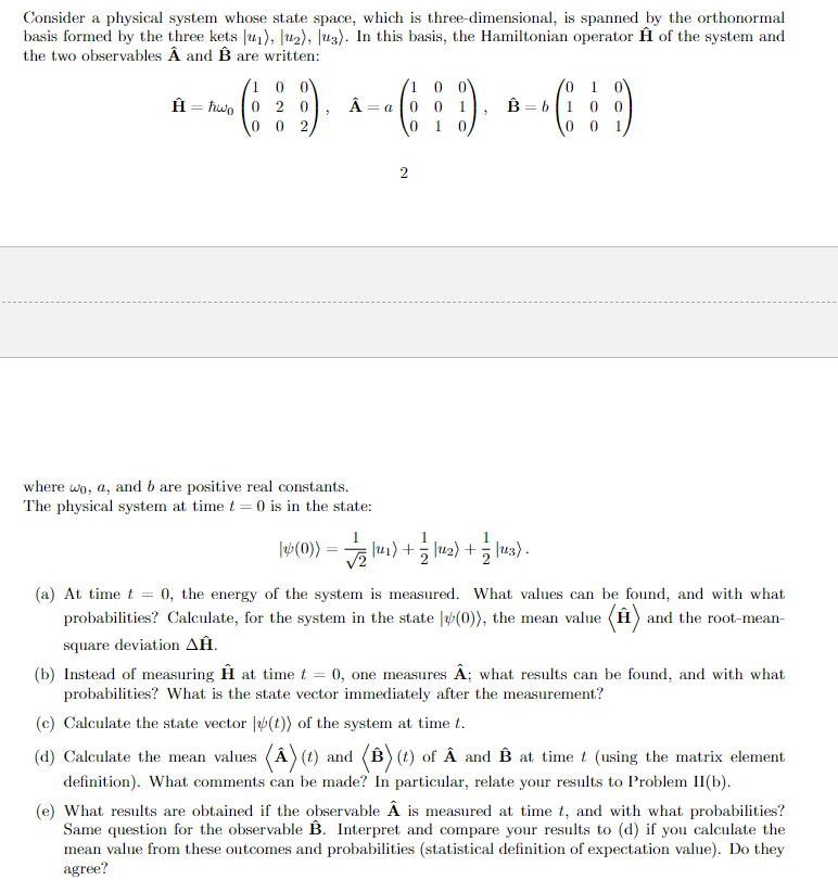 Solved Consider a physical system whose state space, which | Chegg.com