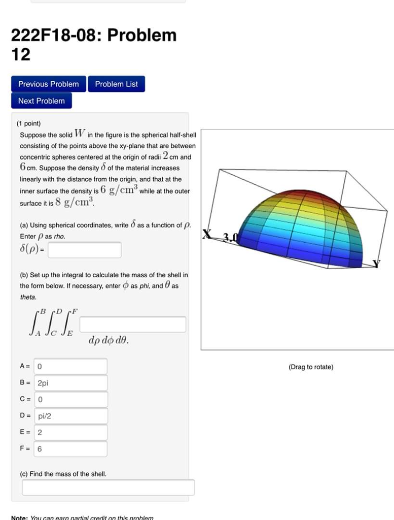 Solved 222f18 08 Problem 12 Previous Problemproblem List
