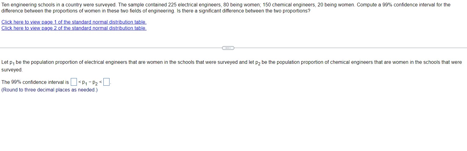 Solved difference between the proportions of women in these | Chegg.com