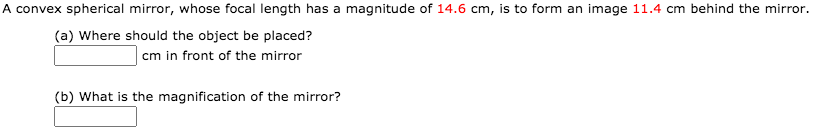 Solved A convex spherical mirror, whose focal length has a | Chegg.com