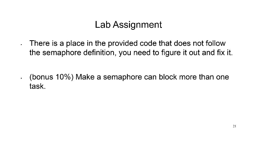 Solved Objectives . Implement simple semaphores that allow | Chegg.com