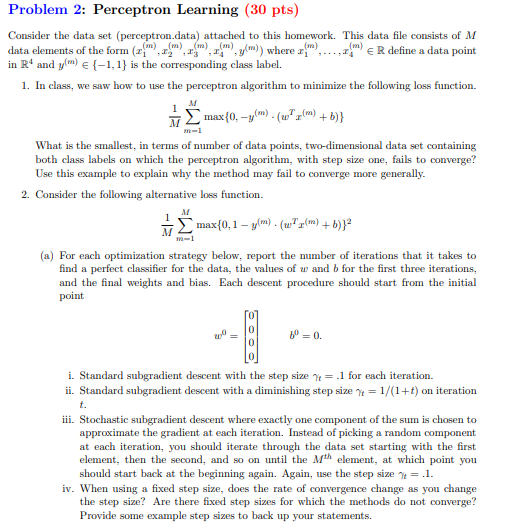 Consider the data set (perceptron.data) attached to | Chegg.com