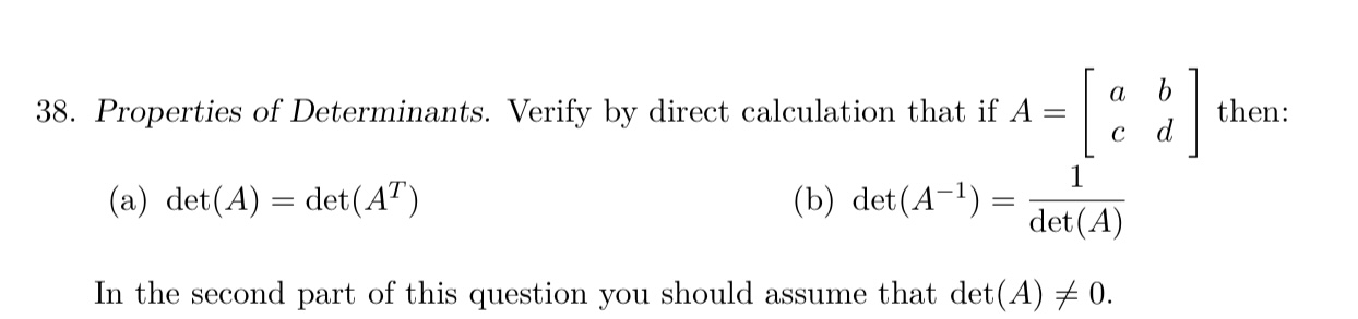 Solved Properties of Determinants. Verify by direct | Chegg.com