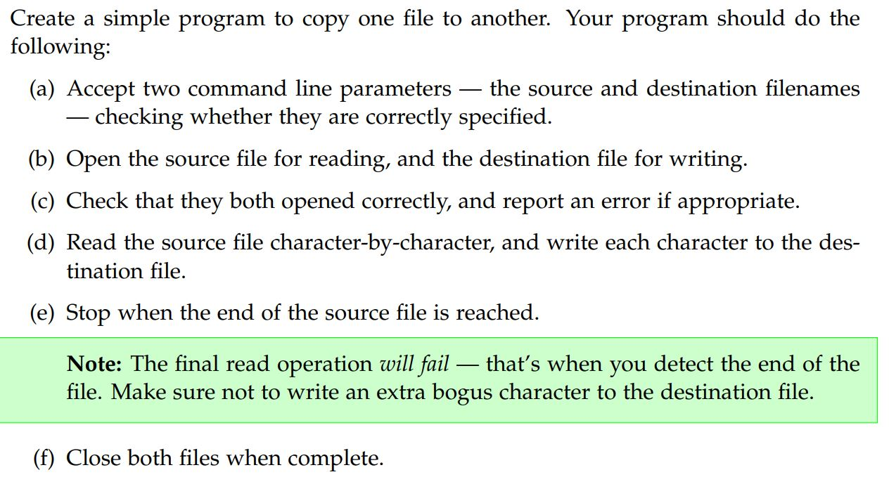 Solved Create a simple program to copy one file to another. | Chegg.com