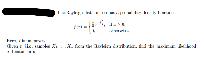 Solved The Rayleigh distribution has a probability density | Chegg.com