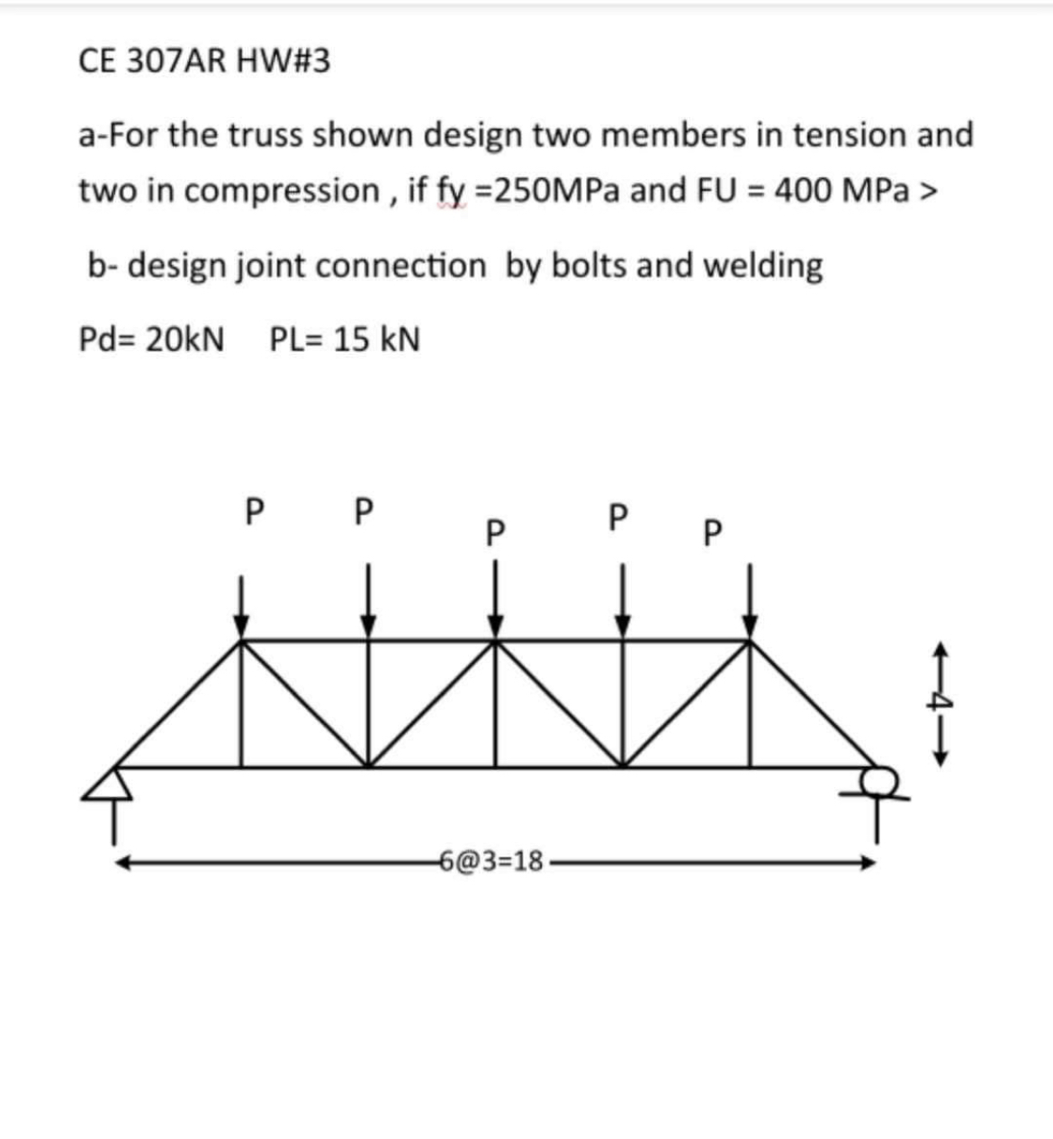 Solved a-For the truss shown design two members in tension | Chegg.com