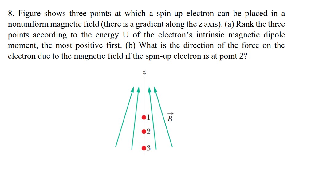 Solved Figure shows three points at which a spin-up electron | Chegg.com