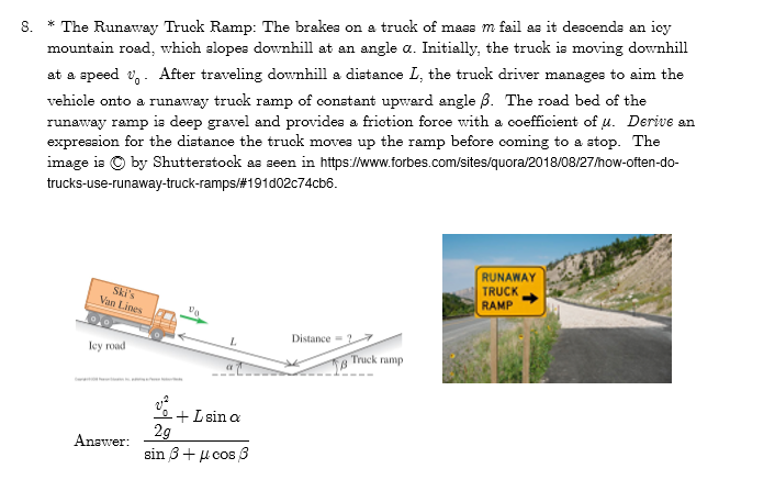 Solved S. The Runaway Truck Ramp: The brakea on a truck of | Chegg.com