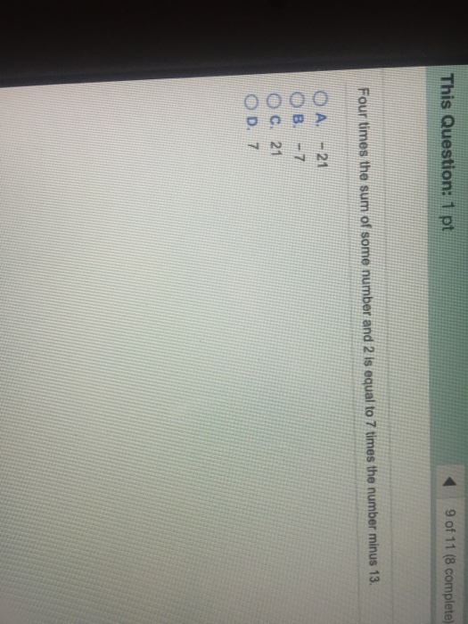 Solved Four times the sum of some number and 2 is equal to 7 | Chegg.com