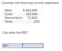 Solved Consider the following Income statement: Calculate | Chegg.com
