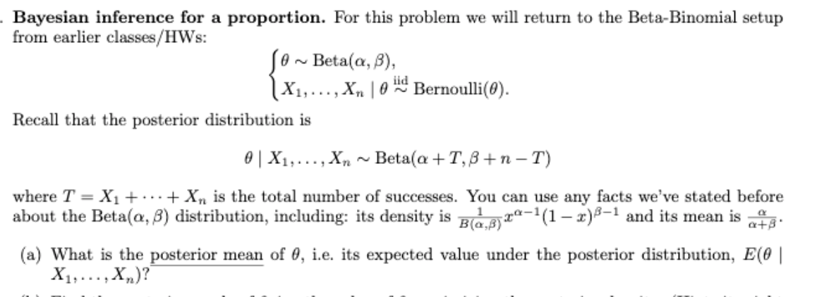 Solved - Bayesian inference for a proportion. For this | Chegg.com