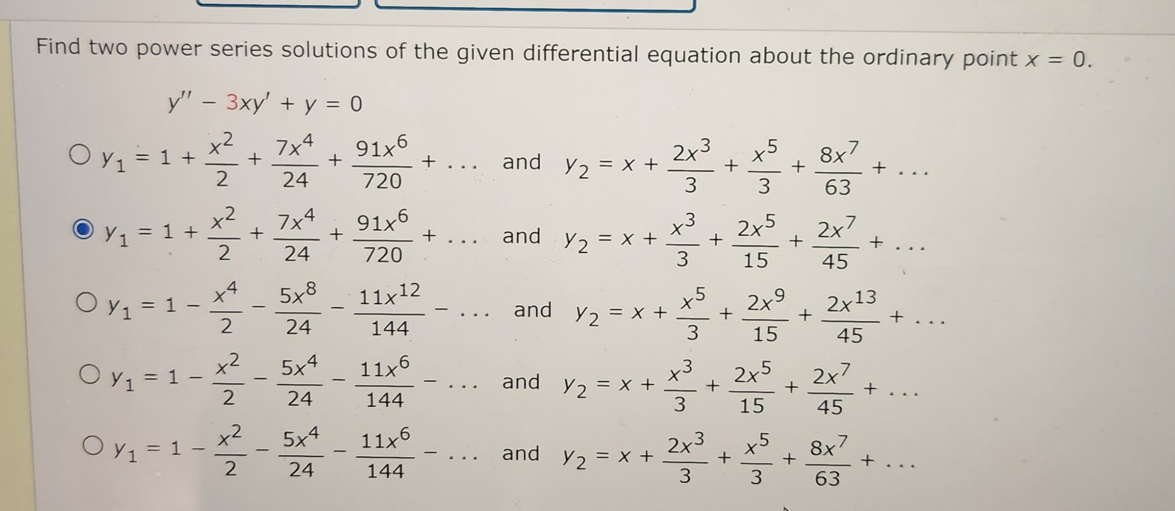 Solved Find two power series solutions of the given | Chegg.com