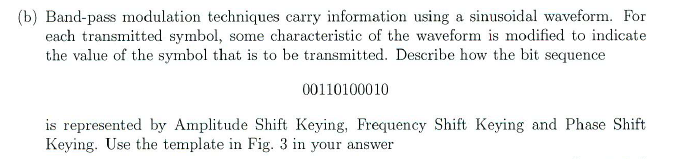Solved (b) Band-pass modulation techniques carry information | Chegg.com