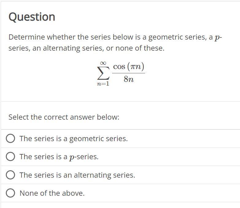 Solved Determine whether the series below is a geometric | Chegg.com