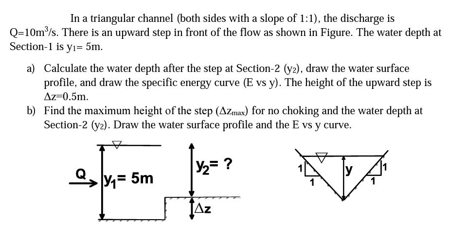 Solved In a triangular channel (both sides with a slope of | Chegg.com