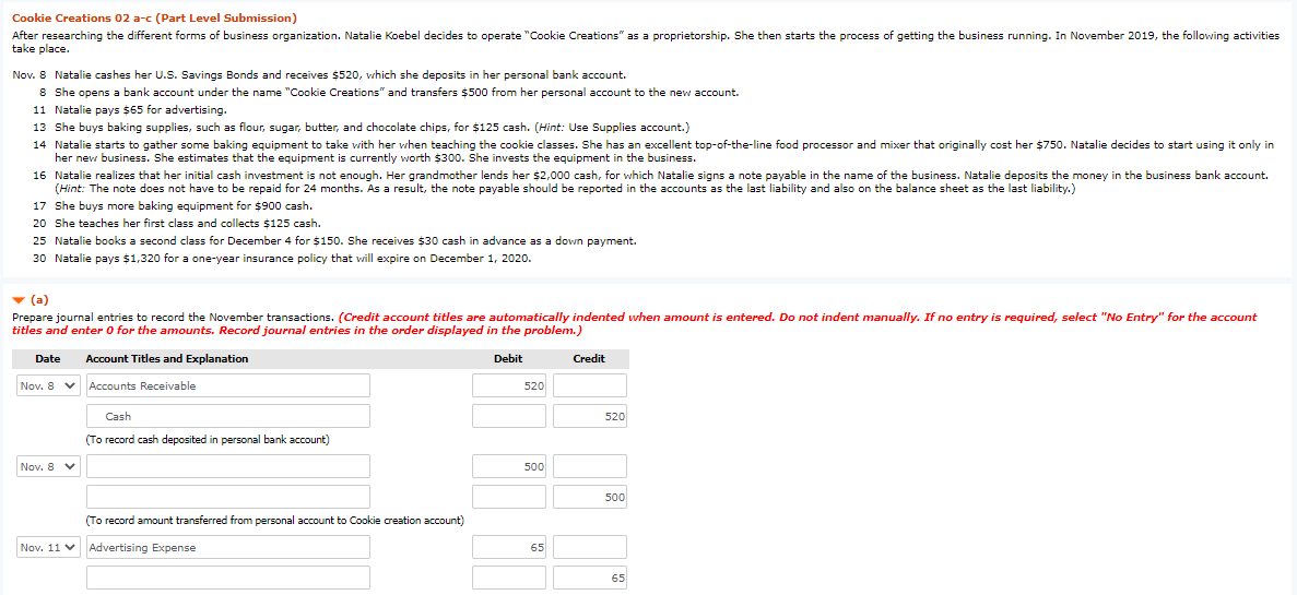 Solved Cookie Creations 02 a-c (Part Level Submission) After | Chegg.com