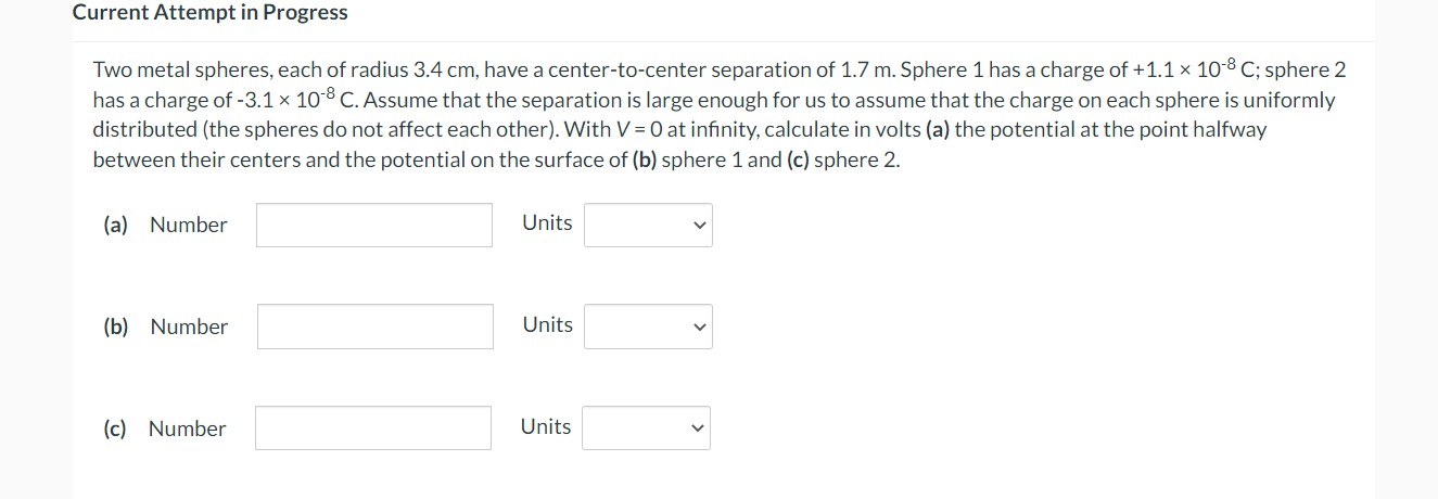Solved Two metal spheres, each of radius 3.4 cm, have a | Chegg.com