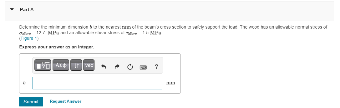 Solved Determine the minimum dimension b to the nearest mm | Chegg.com
