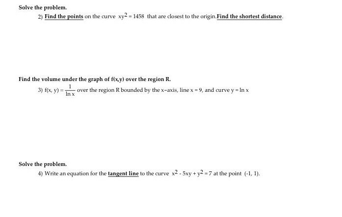 Solved Solve the problem. 2) Find the points on the curve | Chegg.com