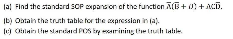 Solved (a) Find the standard SOP expansion of the function | Chegg.com