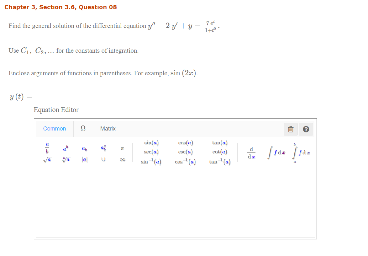 Solved Chapter 3, Section 3.6, Question 08 Find the general | Chegg.com
