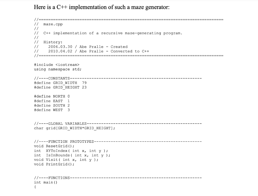 Convert following C ++ maze program into MIPS | Chegg.com