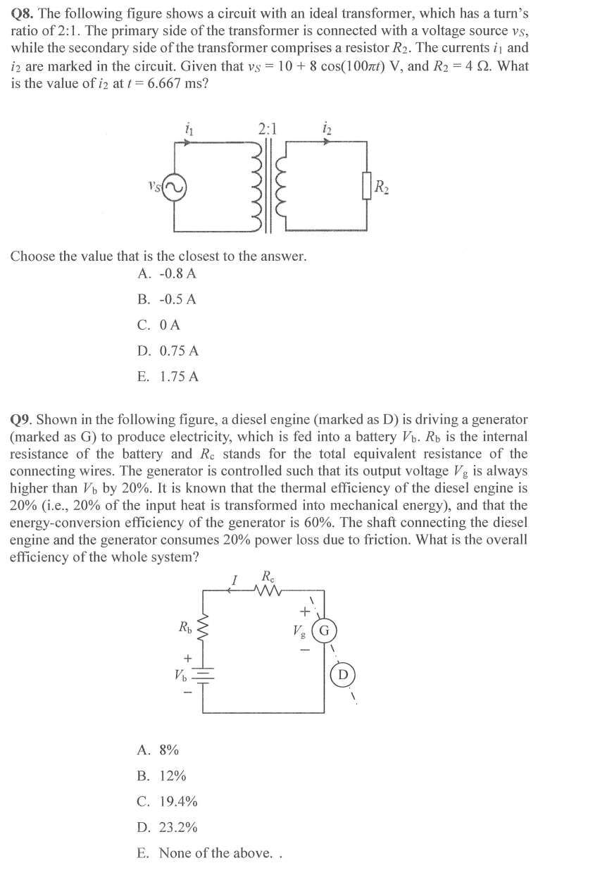 Solved Q8. The following figure shows a circuit with an | Chegg.com