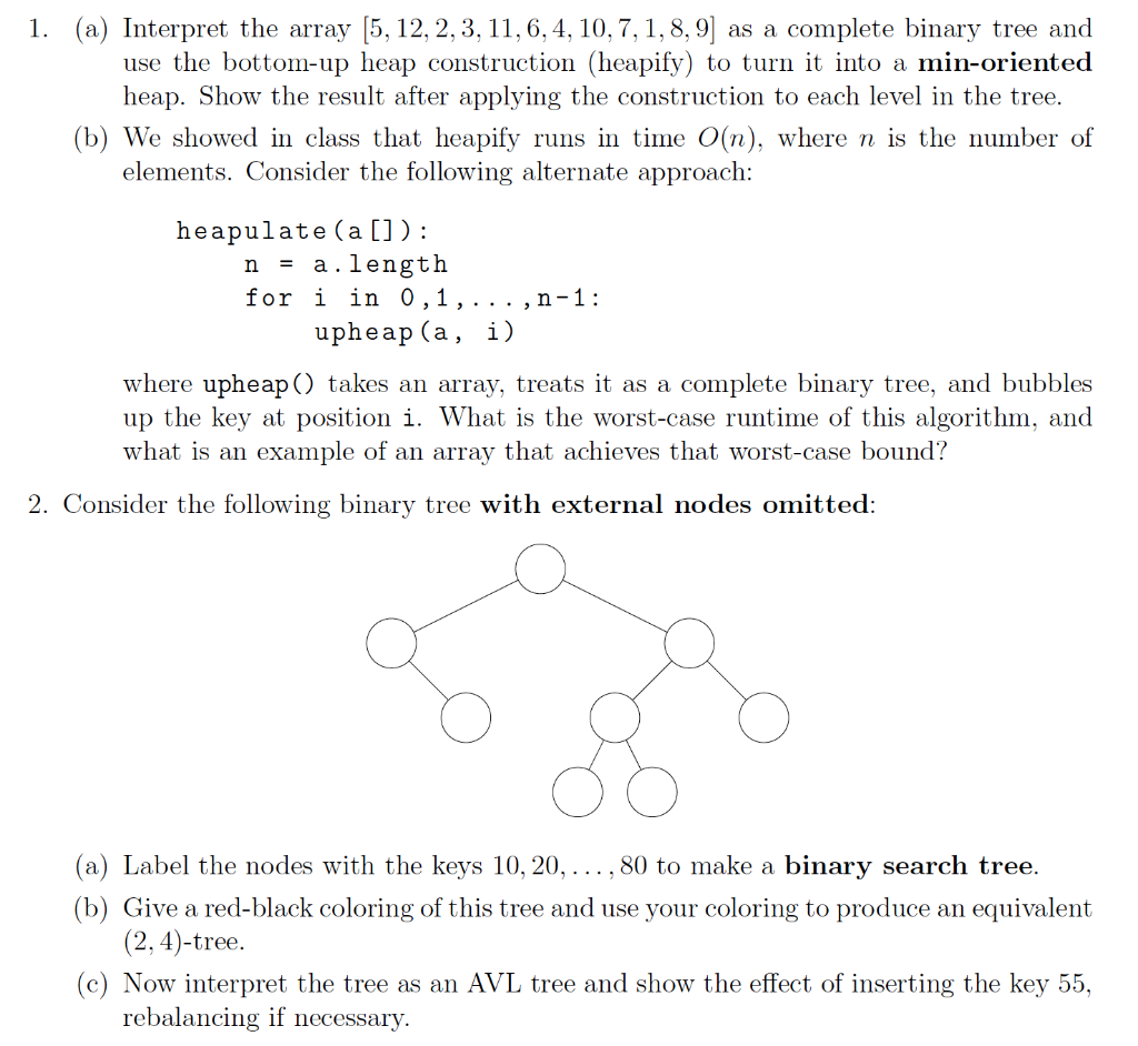 Solved 1. (a) Interpret the array [5, 12, 2,3, 11, 6, 4, 10, | Chegg.com