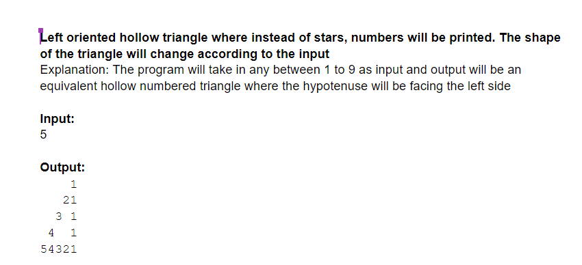 Solved Left oriented hollow triangle where instead of stars, | Chegg.com
