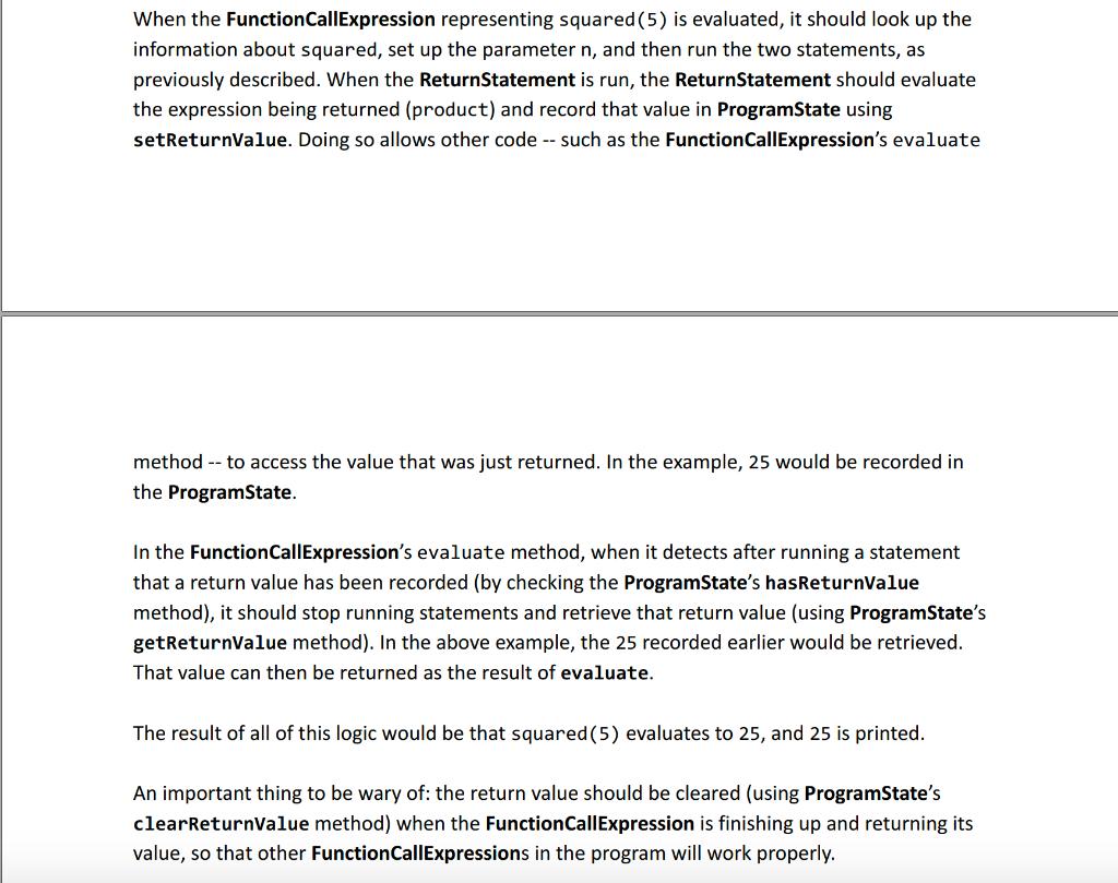 Solved I need help implementing FunctionCallExpression | Chegg.com