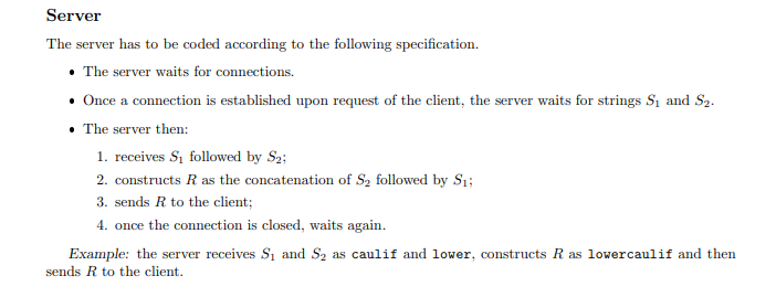 Solved Server The server has to be coded according to the | Chegg.com