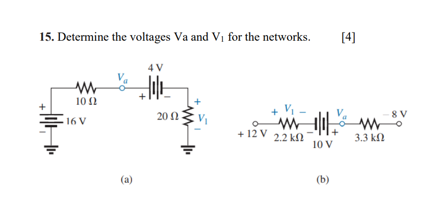 Solved 15. Determine the voltages \\( \\mathrm{Va} \\) and | Chegg.com