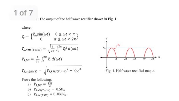 Solved The output of the half wave rectifier shown in Fig. | Chegg.com