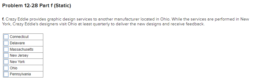 Solved Required information Problem 12-28 (LO 12-2) (Static) | Chegg.com