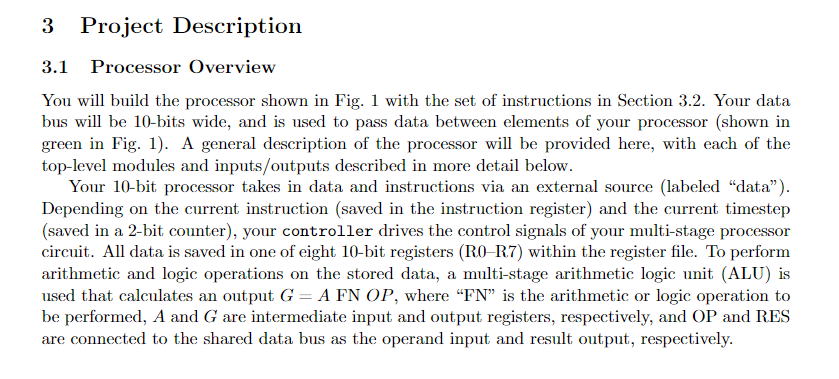 3.1 Processor Overview You will build the processor | Chegg.com