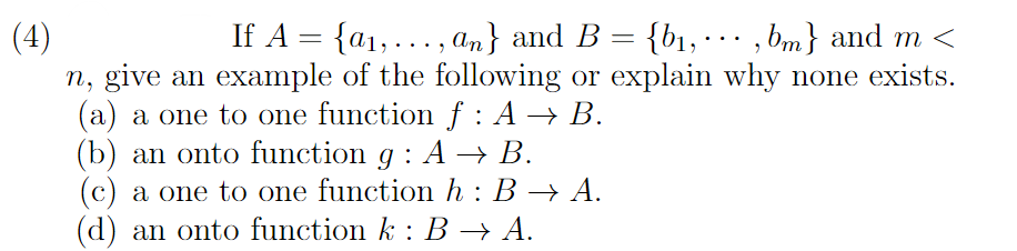 Solved If A={a1,…,an} and B={b1,⋯,bm} and m