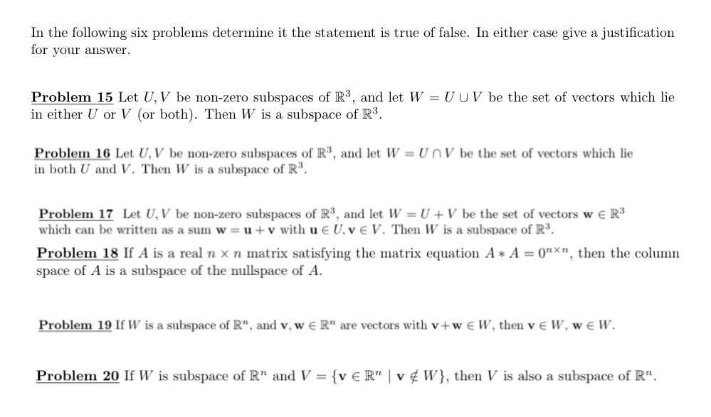 Solved In the following six problems determine it the | Chegg.com