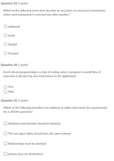 Solved Question 33 1 Point Which Of The Following Terms
