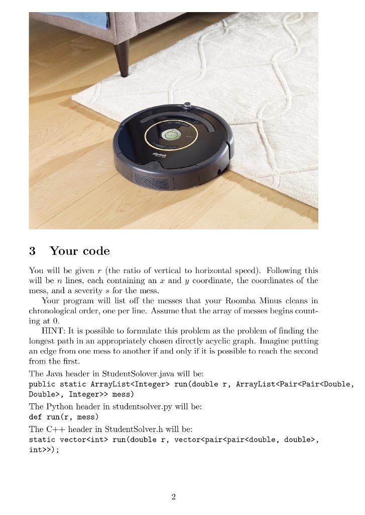 Programming Assignment 5: Roomba CECS 328 1 Deadline | Chegg.com
