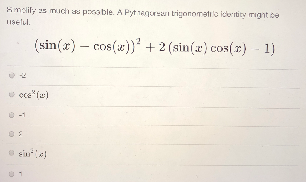 Solved Simplify as much as possible. A Pythagorean | Chegg.com