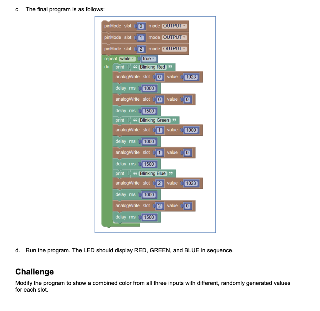 Solved Challenge Modify the program to show a combined color | Chegg.com